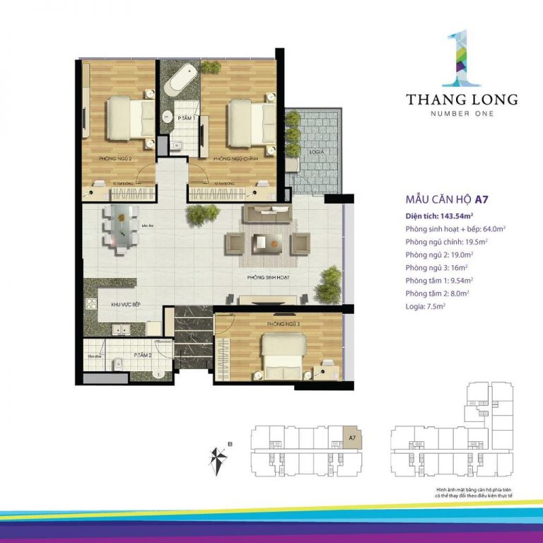 Mặt bằng Thăng Long Number One - Chung cư Thăng Long Number One